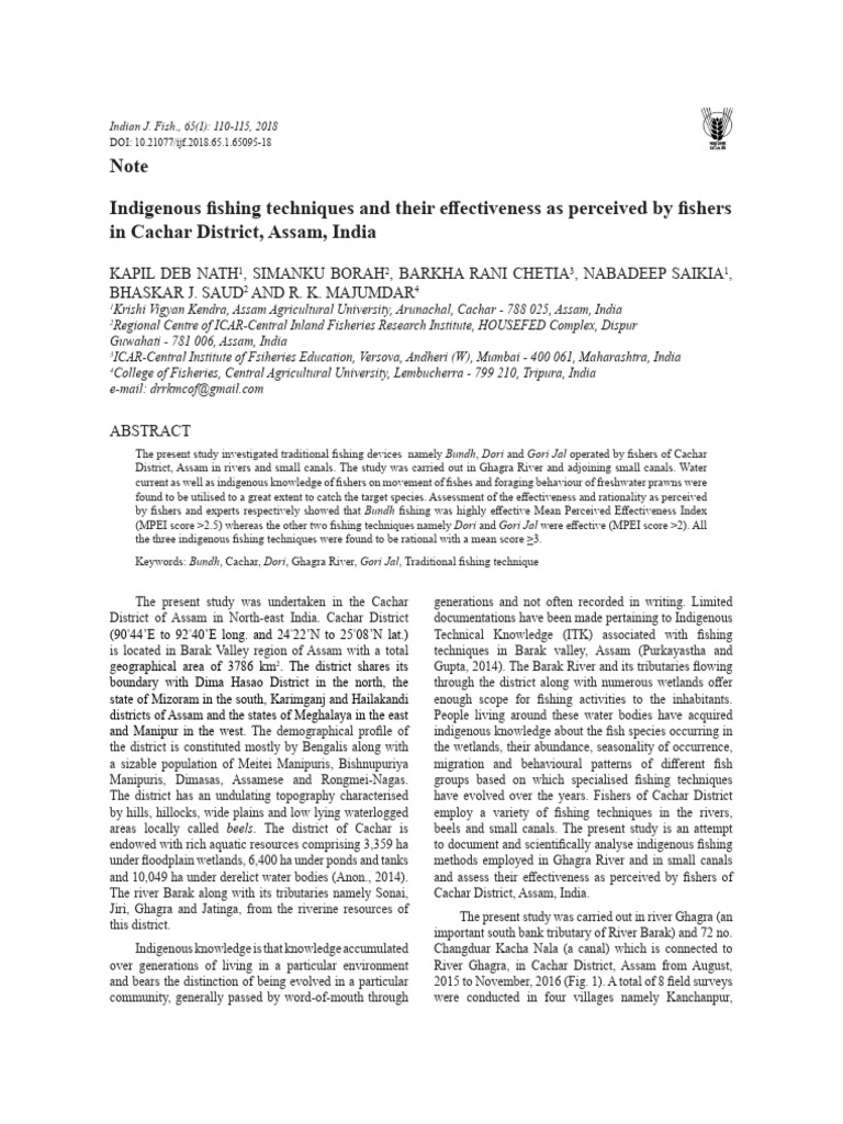 Indigenous Fishing Techniques and Their Effectiveness As Perceived by ...