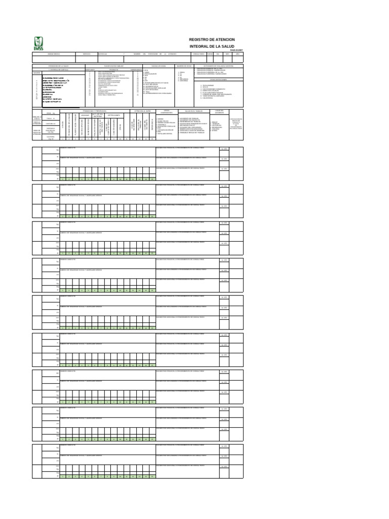 Registro RAIS de Atención Médica IMSS | PDF | Planificación familiar ...