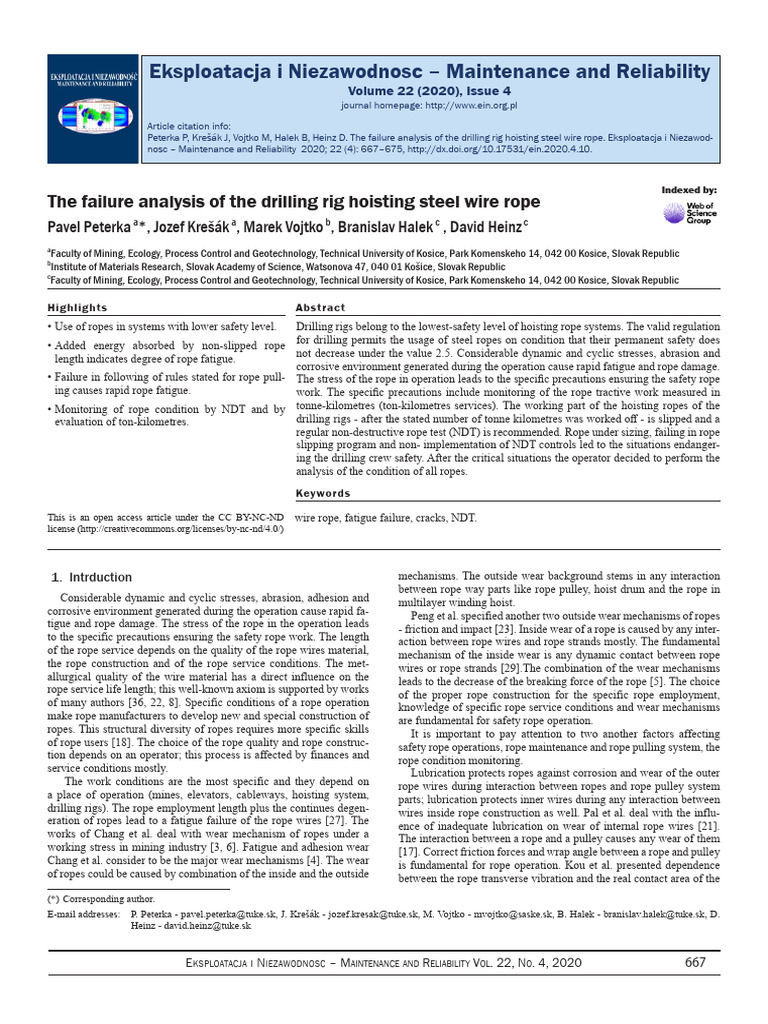 The Failure Analysis of The Drilling Rig Hoisting Steel Wire Rope | PDF ...