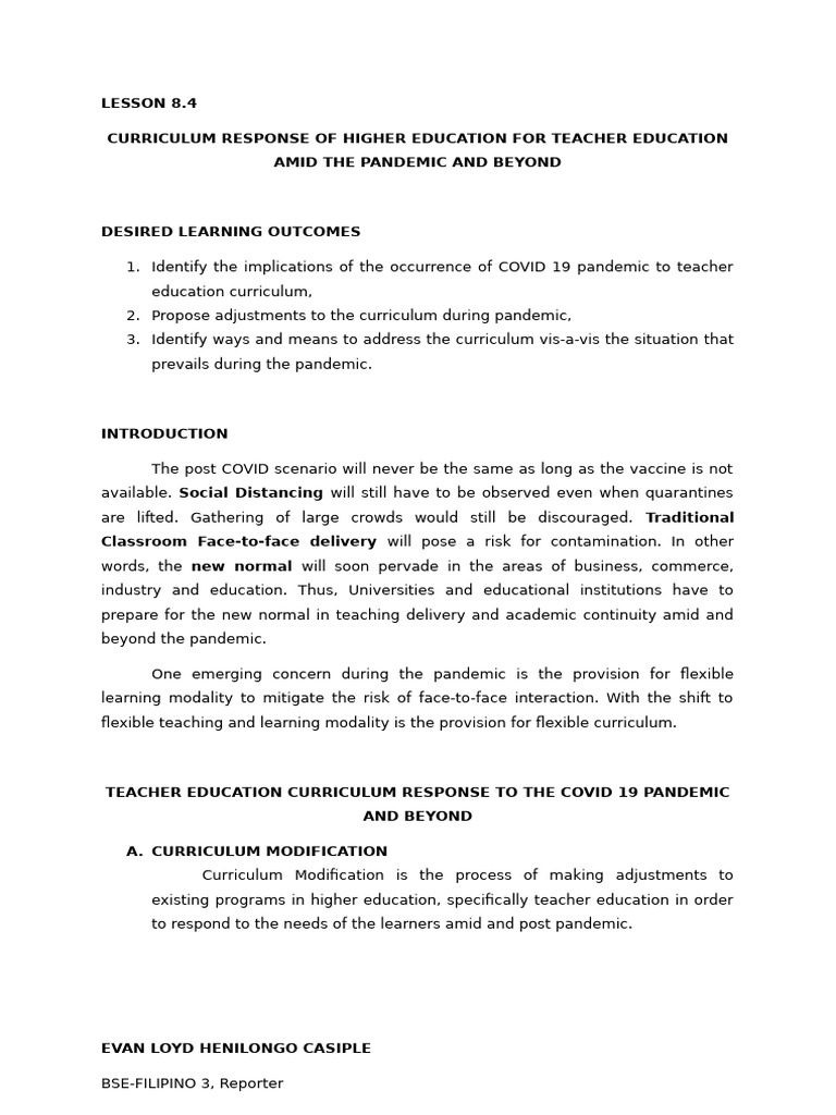 LESSON 8.4 the teacher and the sch. cur. | PDF | Curriculum | Learning
