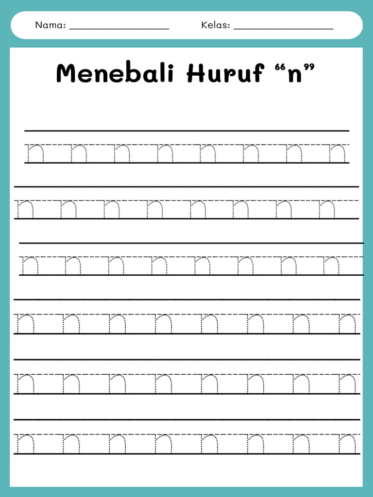 Lembar Kerja PAUD Menebali Huruf U Hijau Kuning Putih | PDF