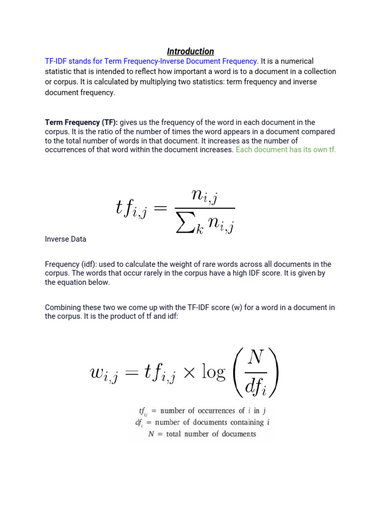 Tf Idf Vectorizer Pdf