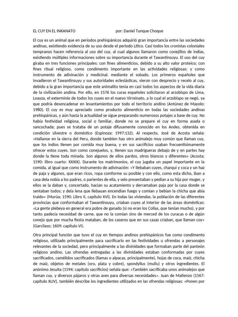 El Cuy en el Inkanato | PDF | Conejillo de indias | Imperio Inca
