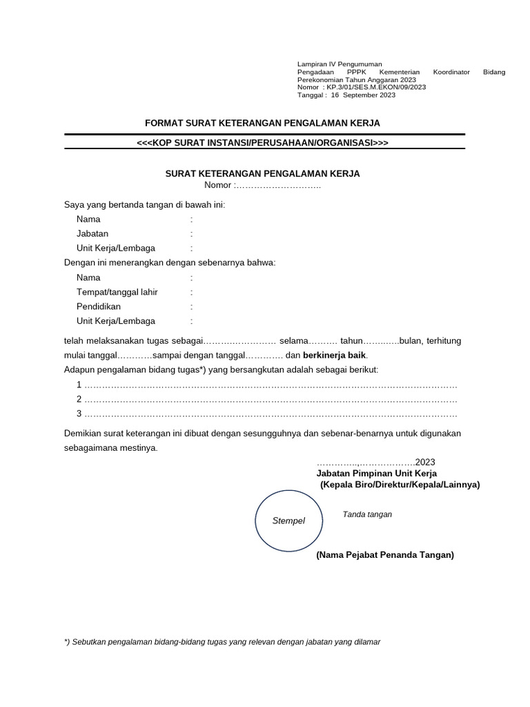 Lampiran IV Pengumuman Pengadaan PPPK Teknis 2023 | PDF | Karier & Perkembangan | Bisnis