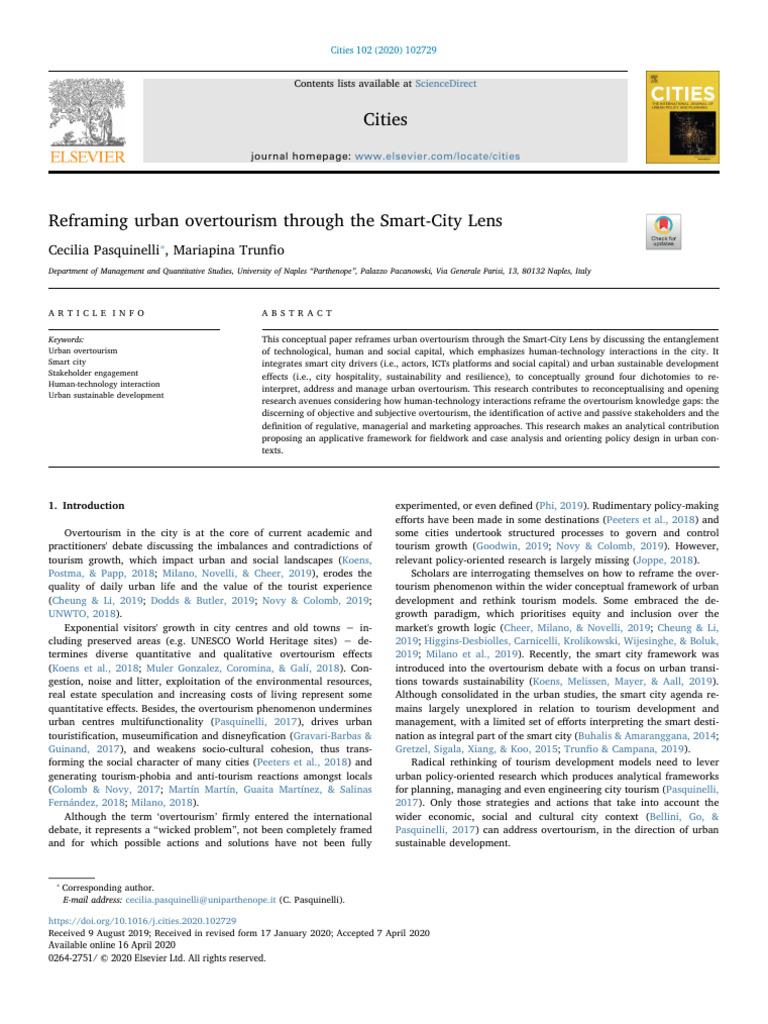 Reframing Overtourism via Smart Cities | PDF | Tourism | Sustainability