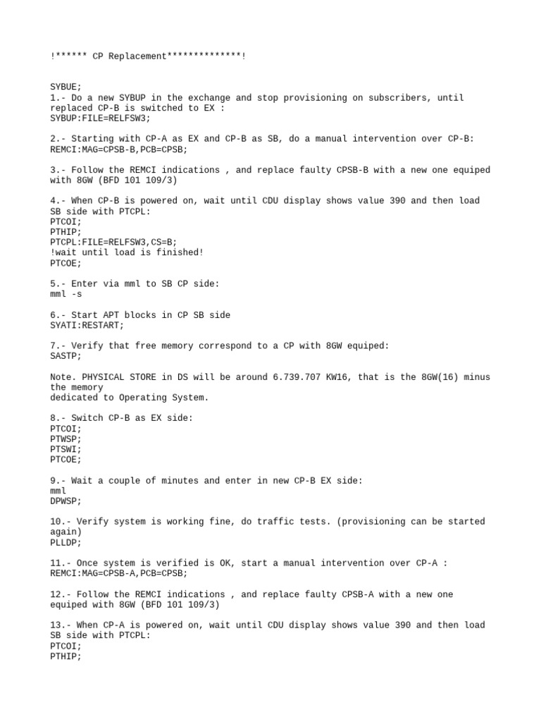 CP Replacement Procedure | PDF