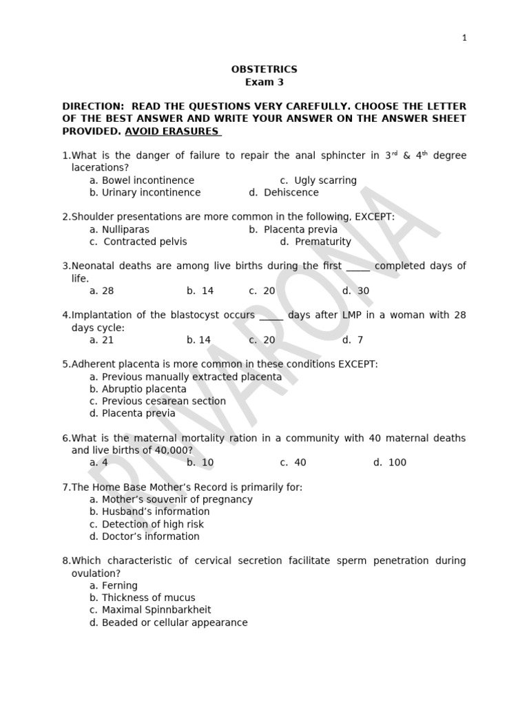 OB Exam | PDF | Childbirth | Pregnancy