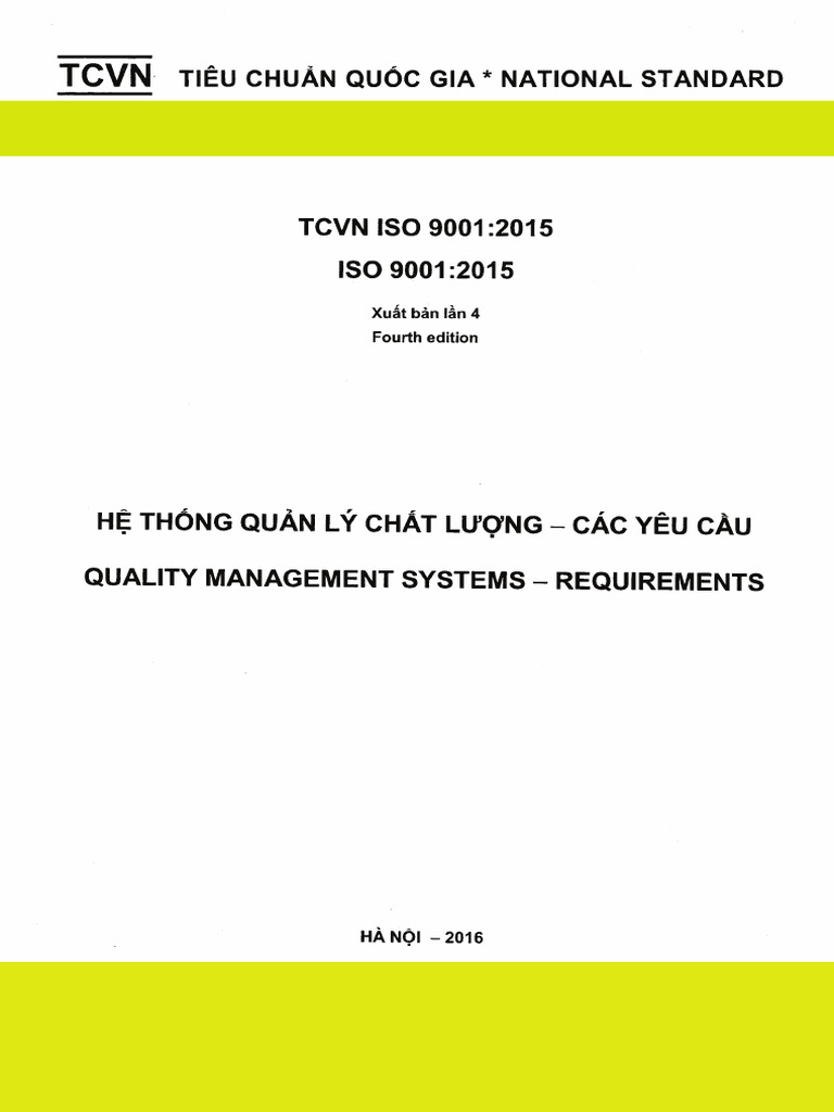 TCVN ISO 9001 2015 - Hệ thống quản lý chất lượng | PDF
