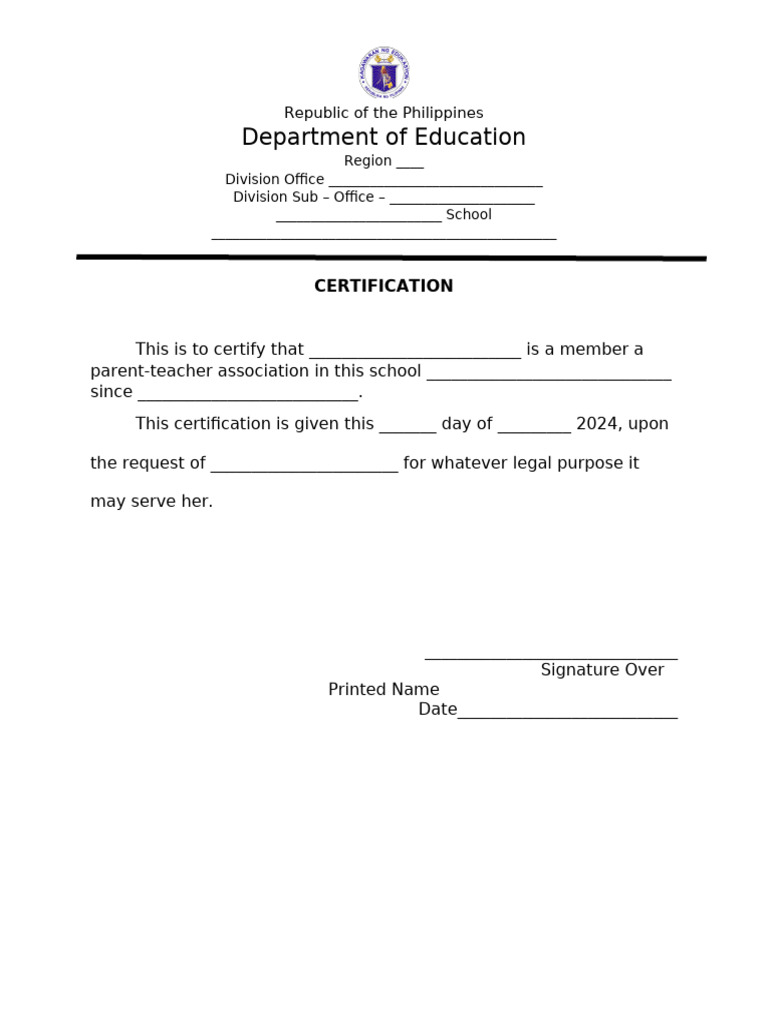 Certification of Pta | PDF