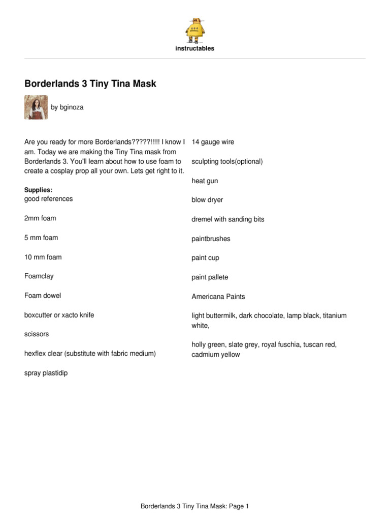 Borderlands 3 Tiny Tina Mask Guide | PDF | Paint