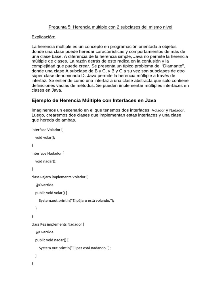Herencia Múltiple Con 2 Subclases Del Mismo Nivel | PDF