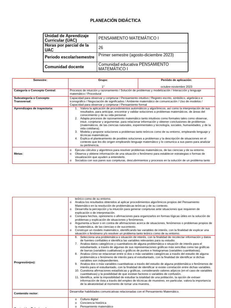 Planeacioìn Didaìctica - PM - 1 - Bim-2 - Serie Trayectos - LC | PDF | Matemáticas | Intuición