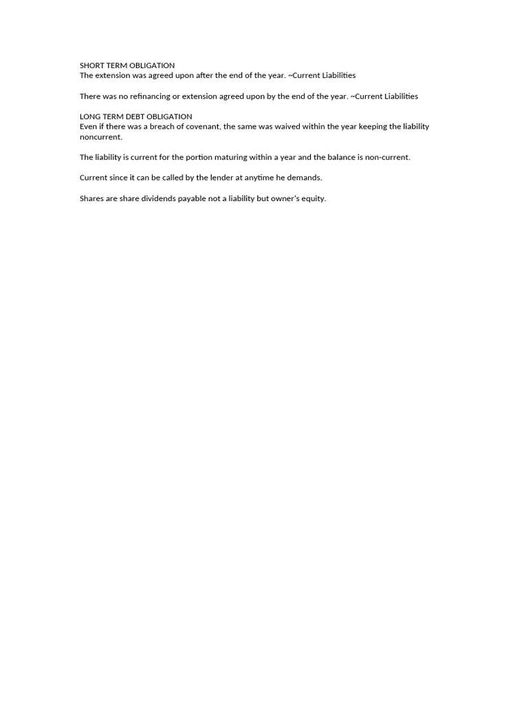 Short Term Obligation | PDF | Finance & Money Management