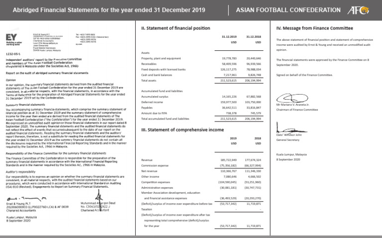 2019 Abridged Financial Statements AFC | PDF | Expense | Government ...