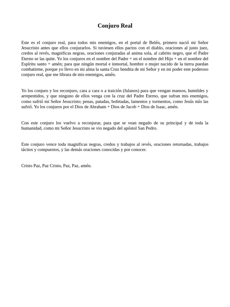 Conjuro Real para Protección Espiritual | PDF