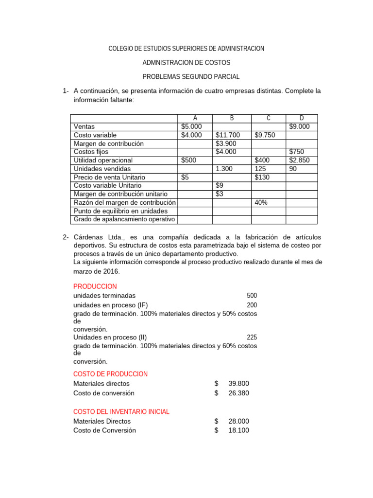 EJERCICIOS DE ESTUDIO PREPARACION PARA 2DO PARCIAL COSTOS Valeria M | PDF | Servicios ...