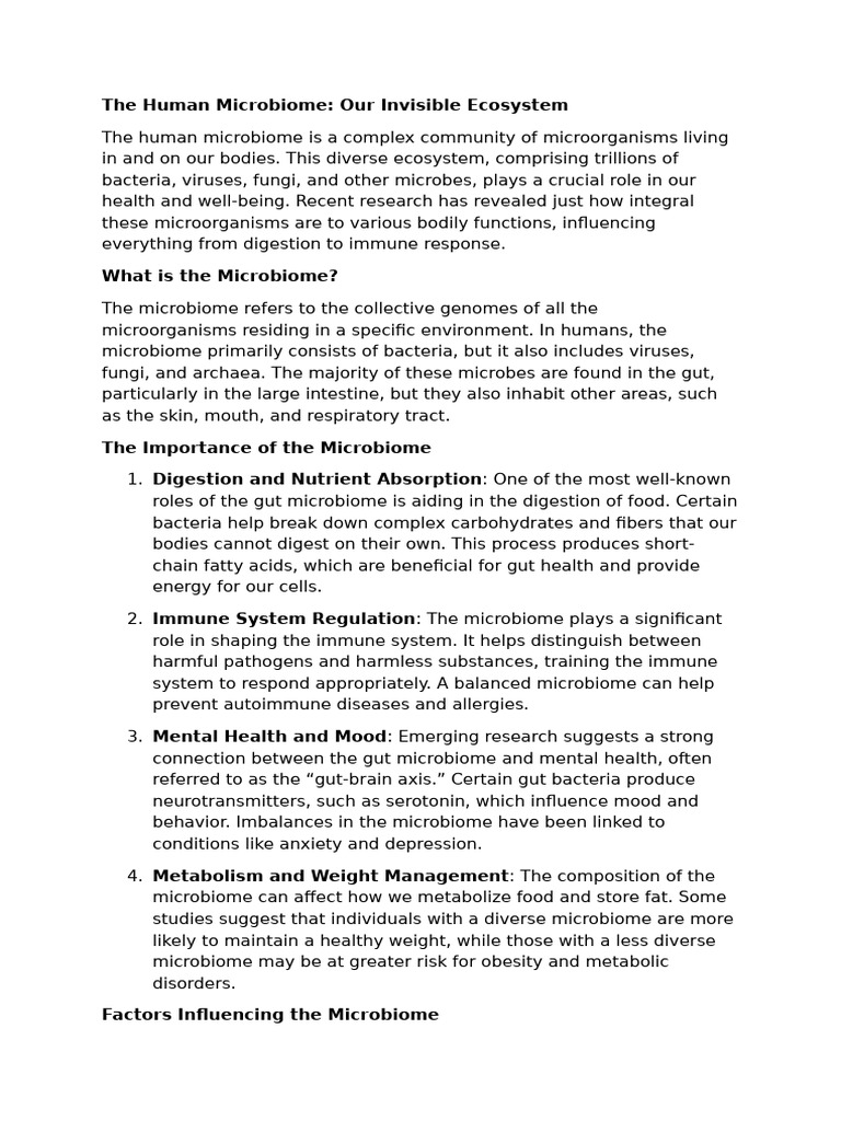 Understanding the Human Microbiome | PDF | Microorganism ...