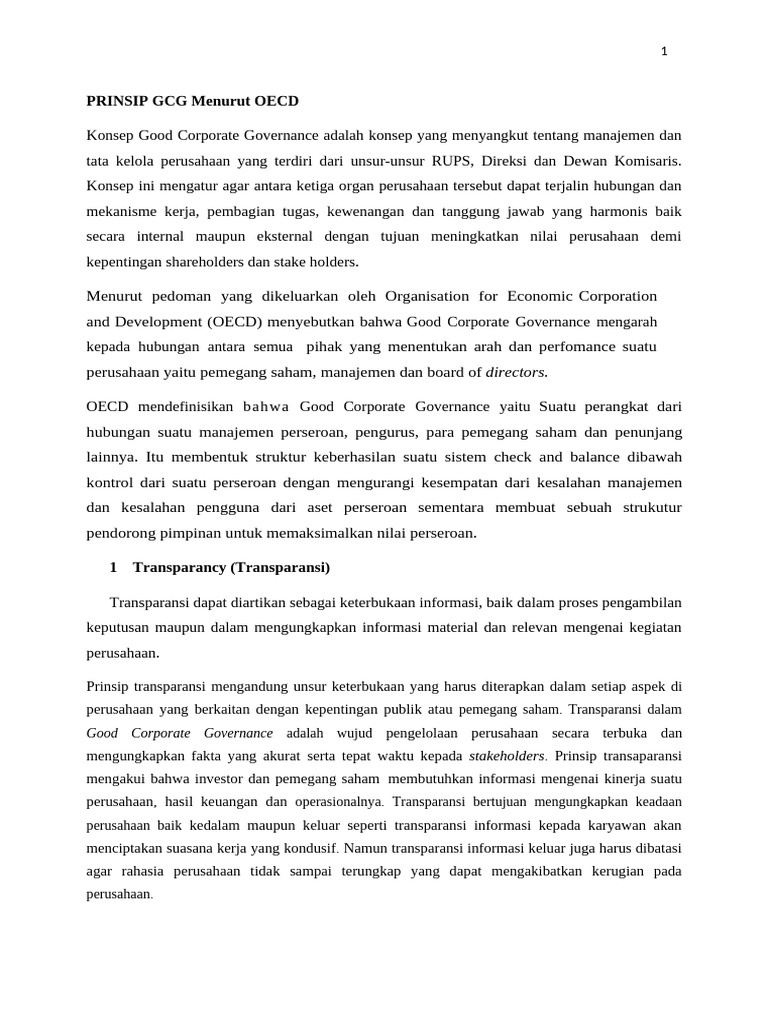 PRINSIP GCG Menurut OECD | PDF