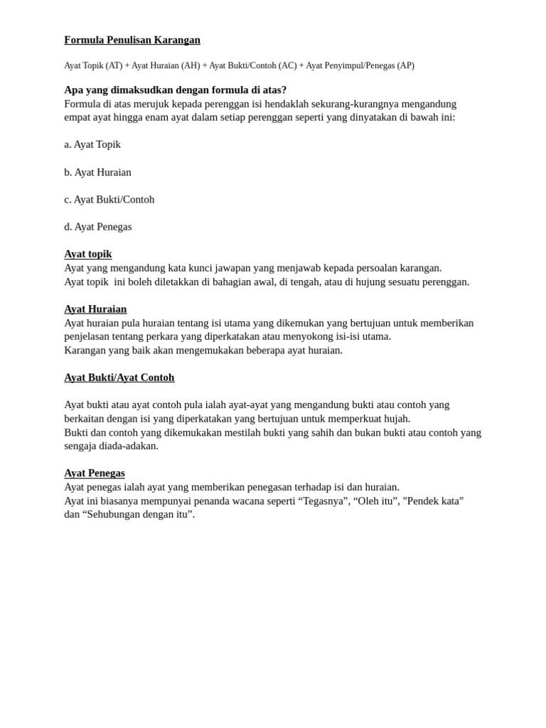 Formula Karangan & Faedah Sukan | PDF