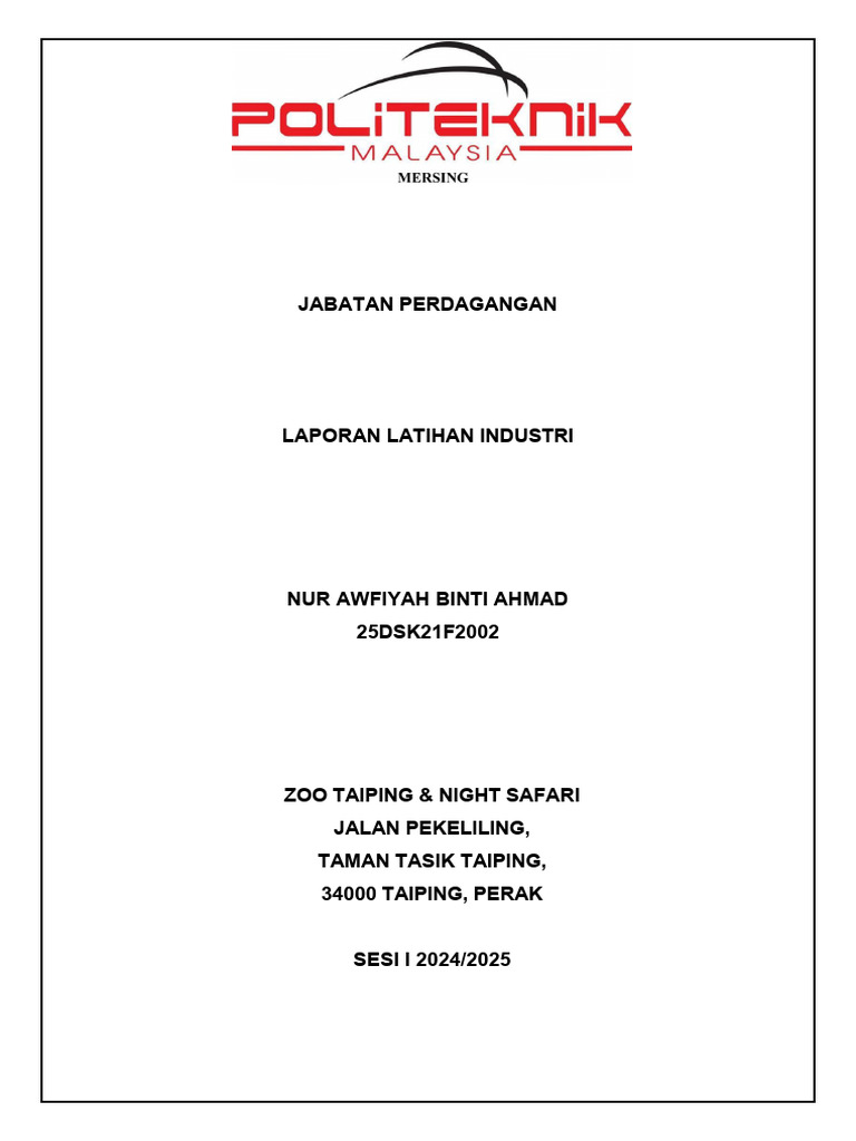 Laporan Latihan Industri Politeknik 2024 | PDF | Bisnis