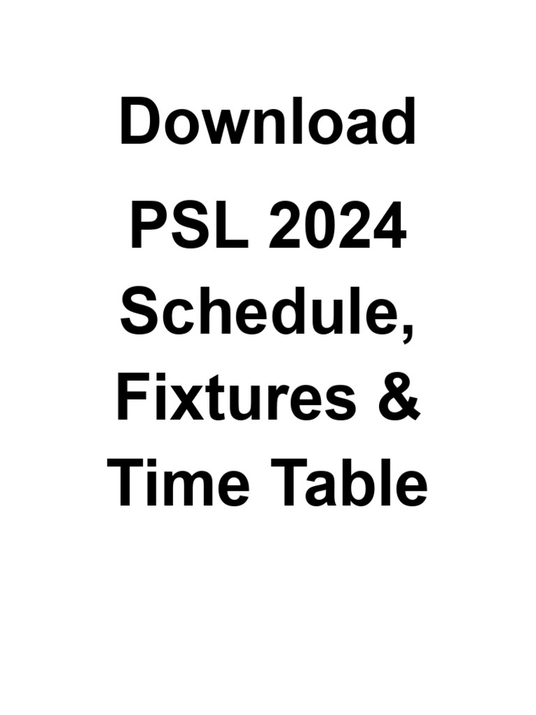 PSL 2024 Complete Match Schedule | PDF | Cricket | Sports