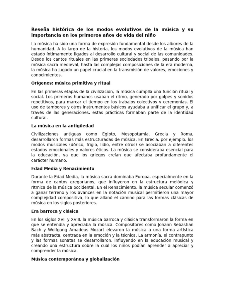 Evolución musical y desarrollo infantil | PDF | Modo (música) | Ritmo