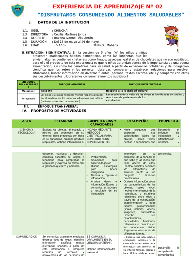 PROYECTO #02 ALIMENTOS Ya... | PDF | Evaluación | Información