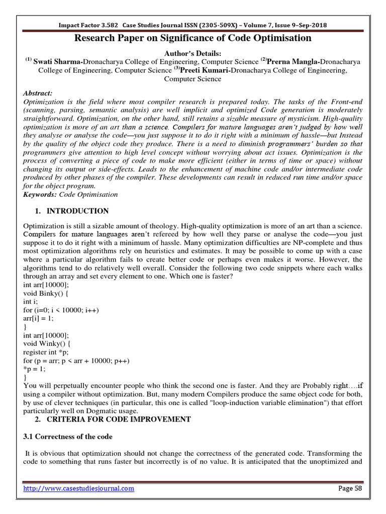 Research Paper On Significance of Code O | PDF | Program Optimization ...