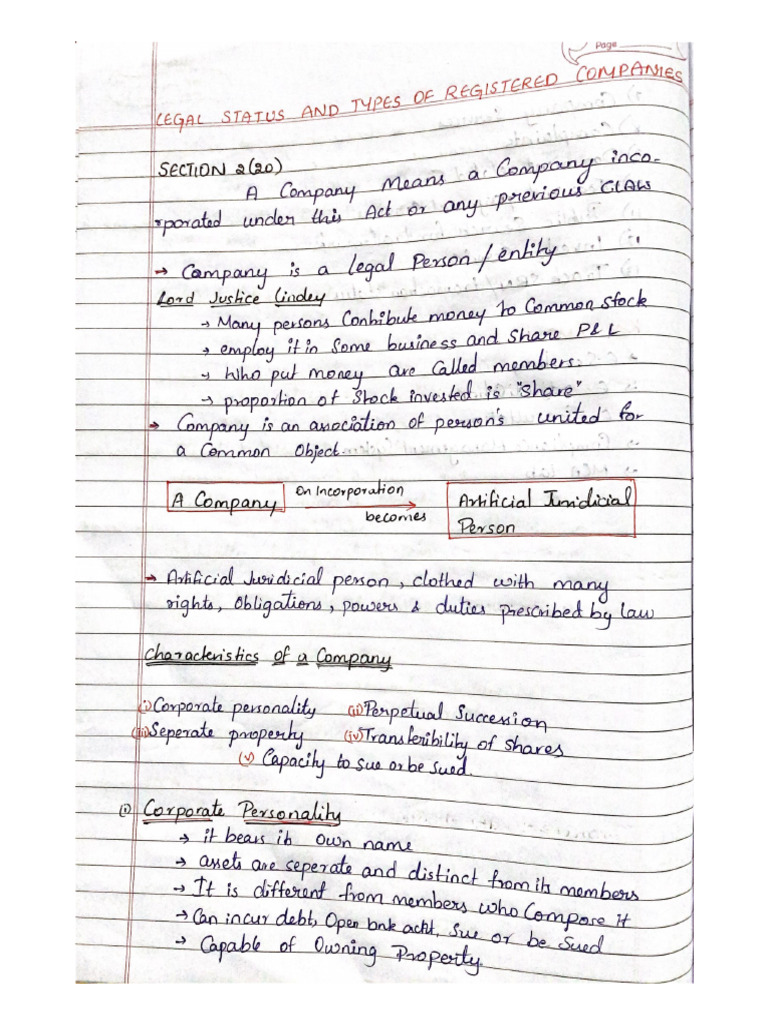 Legal Status, Types of Co. | PDF