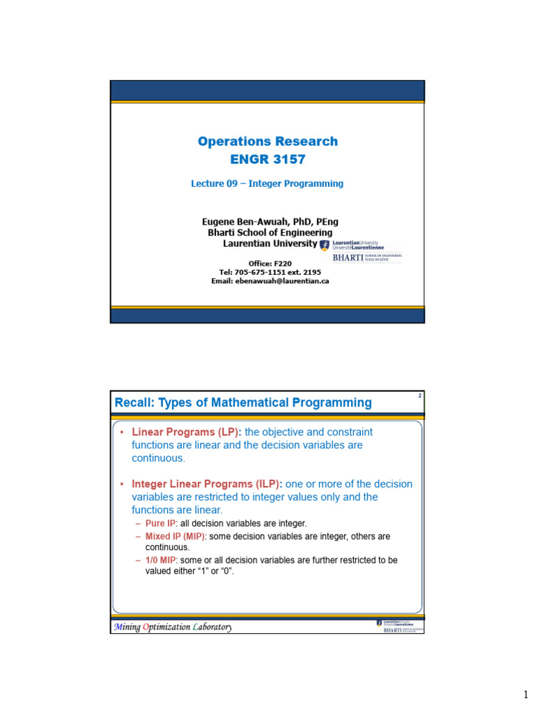 Integer Programming Concepts and Examples | PDF | Linear Programming ...