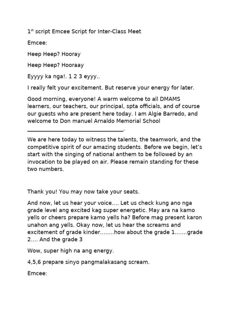 Emcee Script For Inter Pdf