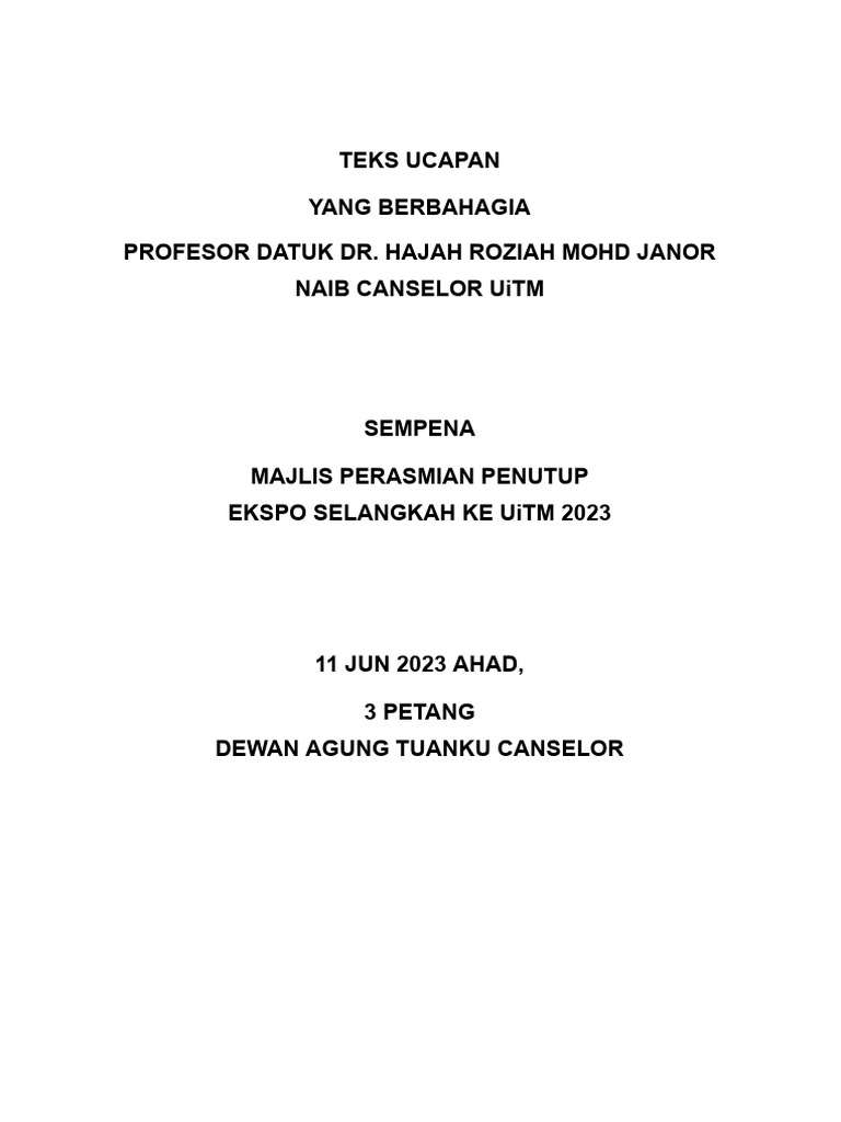 Teks Uitm Ekspo | PDF