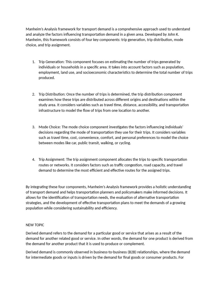 Manheim Analysis, Transport, Derived Demand | PDF | Transport | Goods