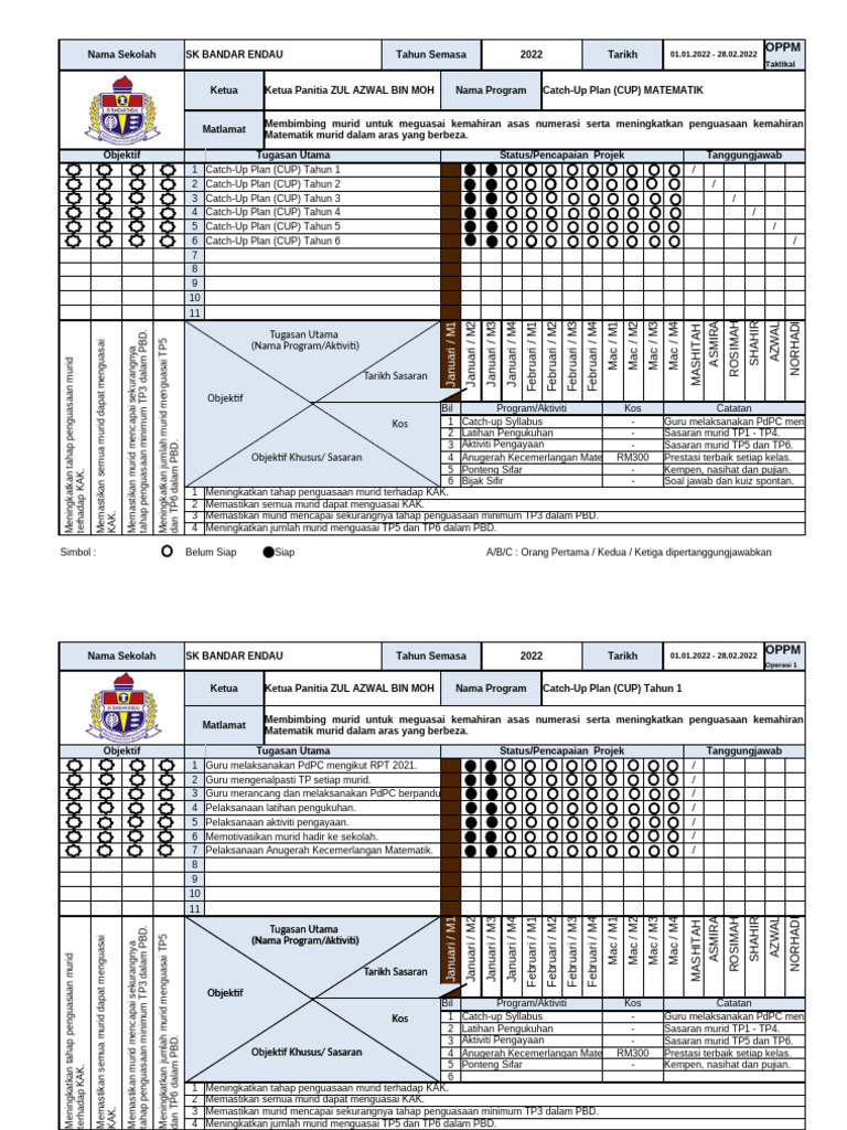 Borang Math OPPM SKBE 2022 | PDF