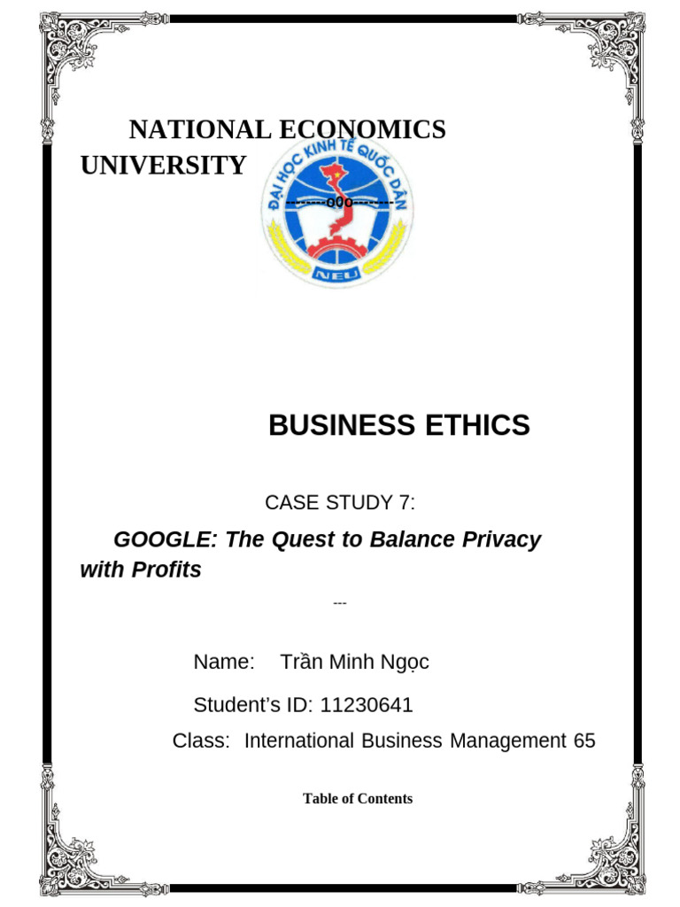 National Economics University: Business Ethics | PDF | Overtime | The ...