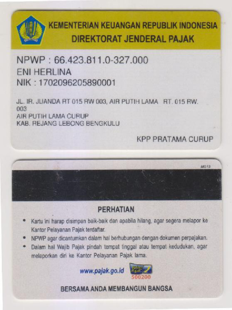 NPWP Eni Herlina | PDF