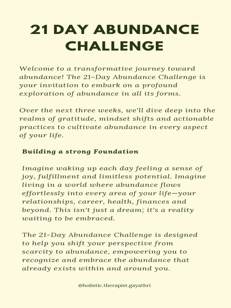 21-Day Abundance Challenge Guide | PDF | Mindset | Gratitude