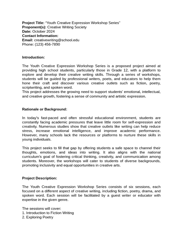 Sample Concept Paper For A Project | PDF | Creativity | Creative Writing