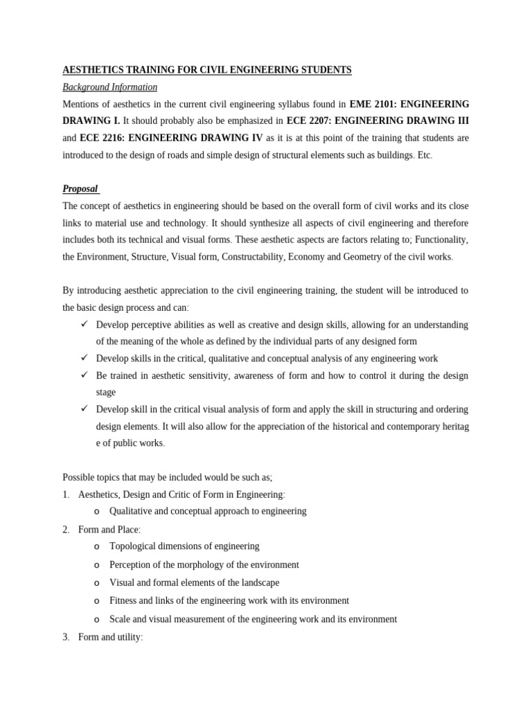 Proposal for Aesthetic training for Civil Engineers | PDF | Aesthetics ...