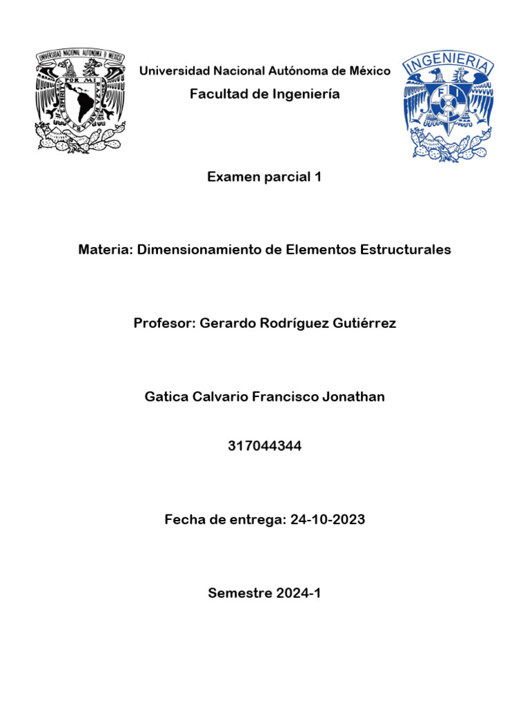 Jonathan Gatica Calvario EP1 DEE | PDF | Mecánica de sólidos | Ingeniería mecánica