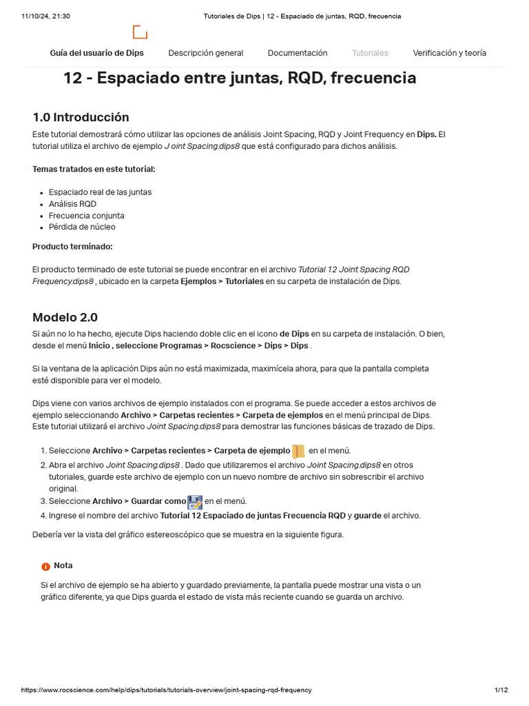 Tutoriales de Dips - 12 - Espaciado de Juntas, RQD, Frecuencia | PDF | Software | Software del ...
