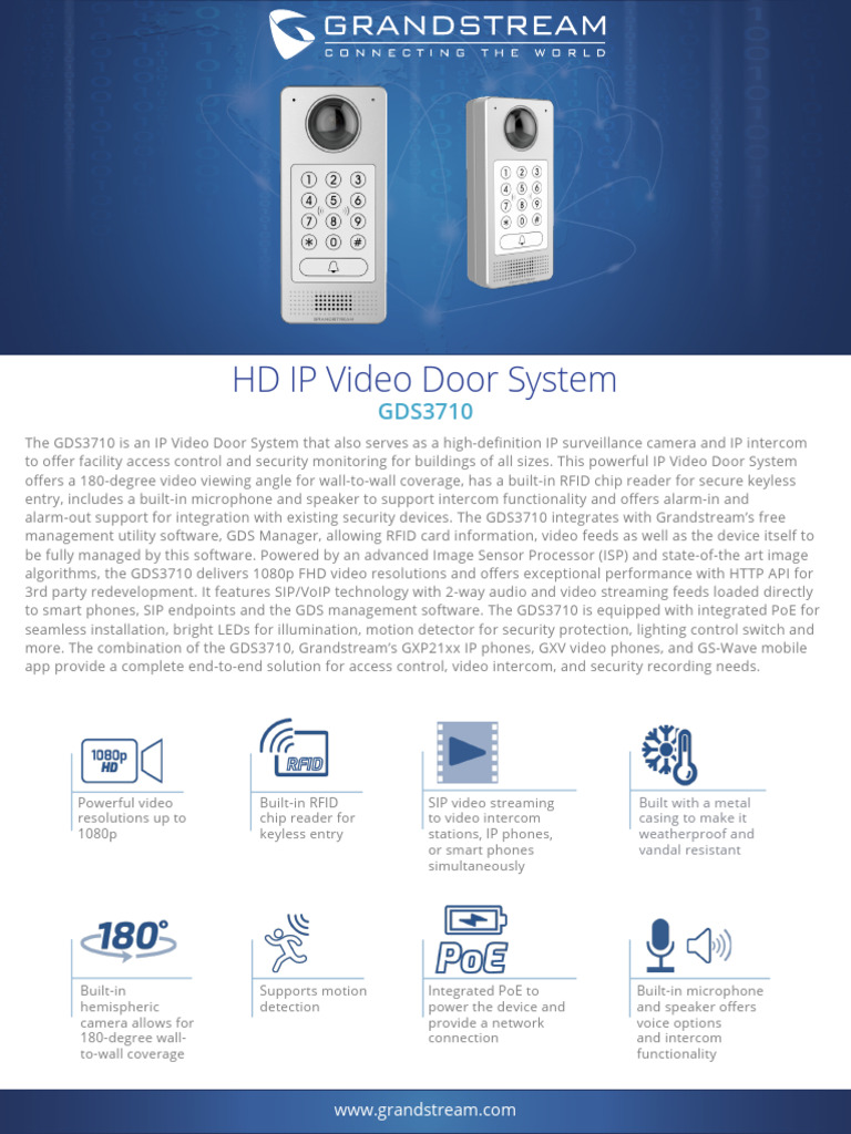 GDS3710 IP Video Door System Overview | PDF | Session Initiation Protocol | Voice Over Ip