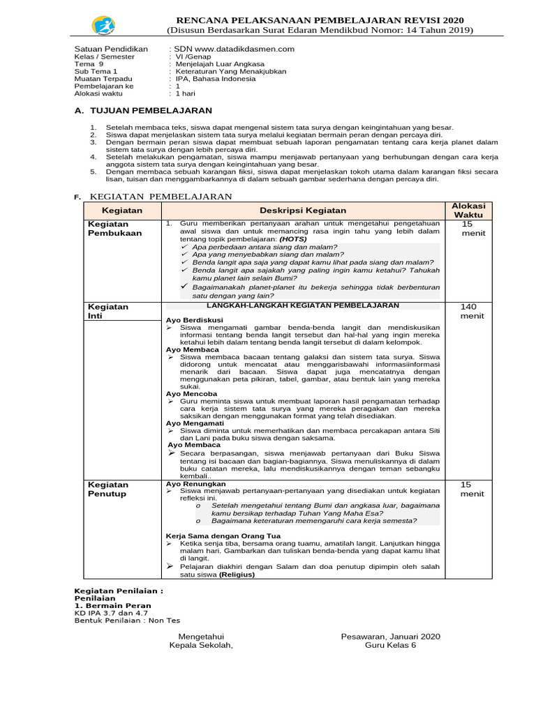 Disusun Berdasarkan Surat Edaran Mendikbud Nomor: 14 Tahun 2019 | PDF
