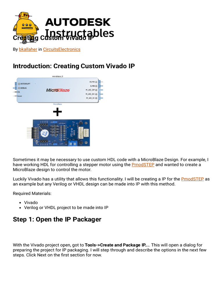 Creating Custom Vivado IP - 5 Steps - Instructables | PDF