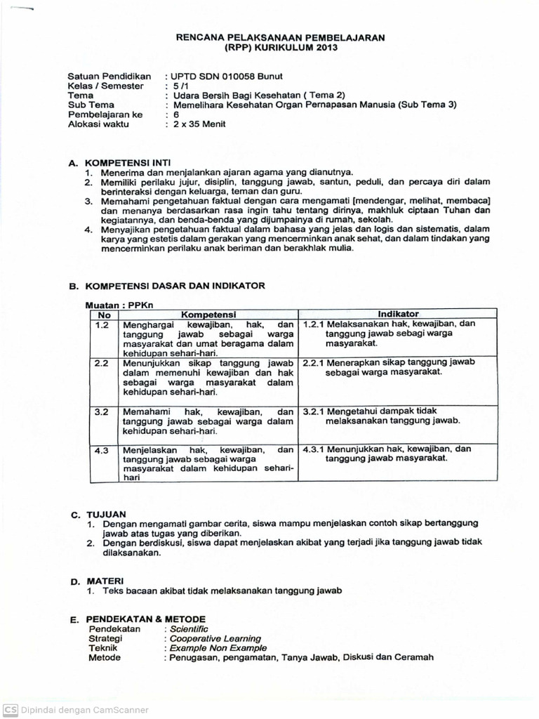 RPP Kelas 5 (PMM) Periode Juli-Desember 2024 - 1 | PDF