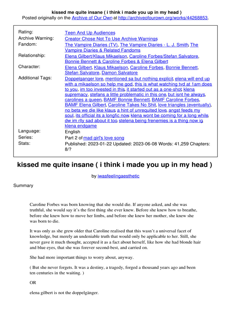 Kissed Me Quite Insane i | PDF