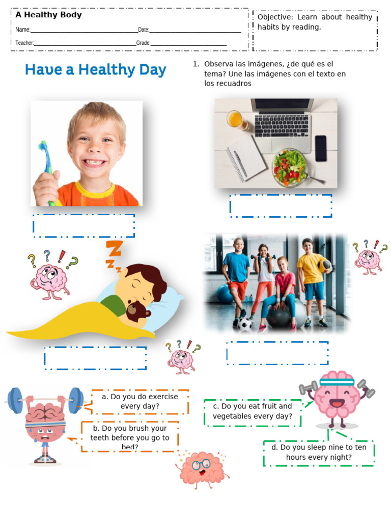Healthy Habits Learning Activity | PDF