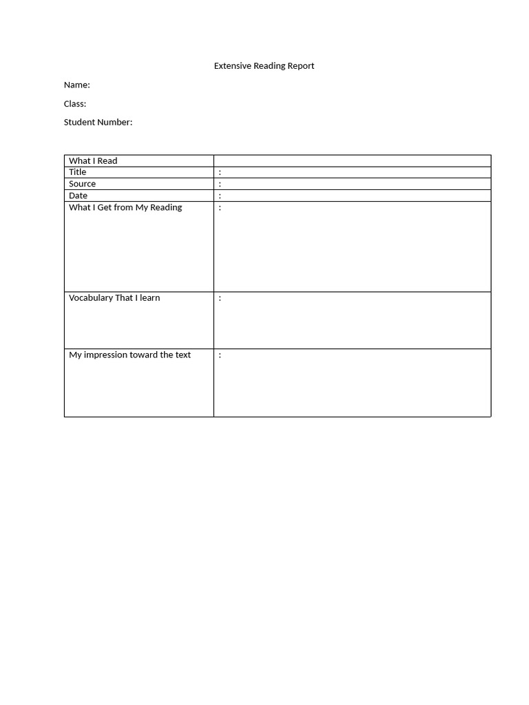 Extensive Reading Report | PDF