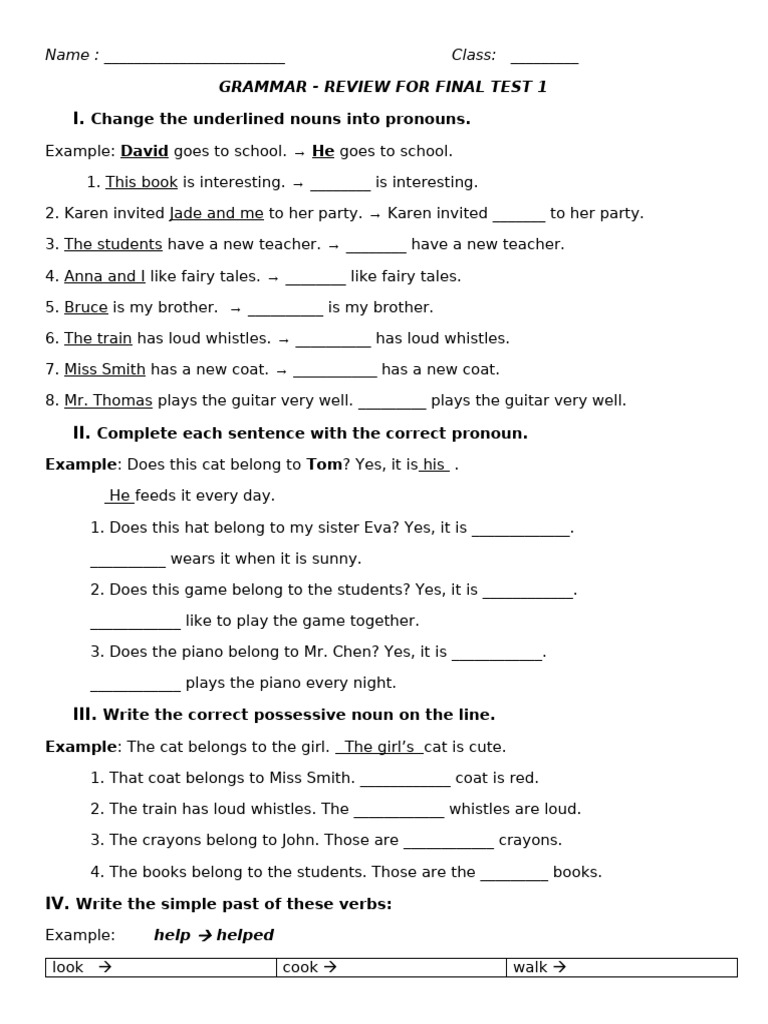 Review For Final Test 1 - Grammar | PDF | Linguistics | Grammar