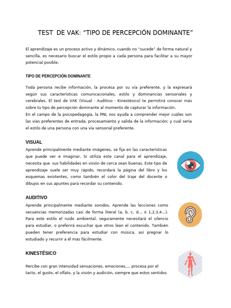 Test de Vak | PDF | Aprendizaje | Percepción